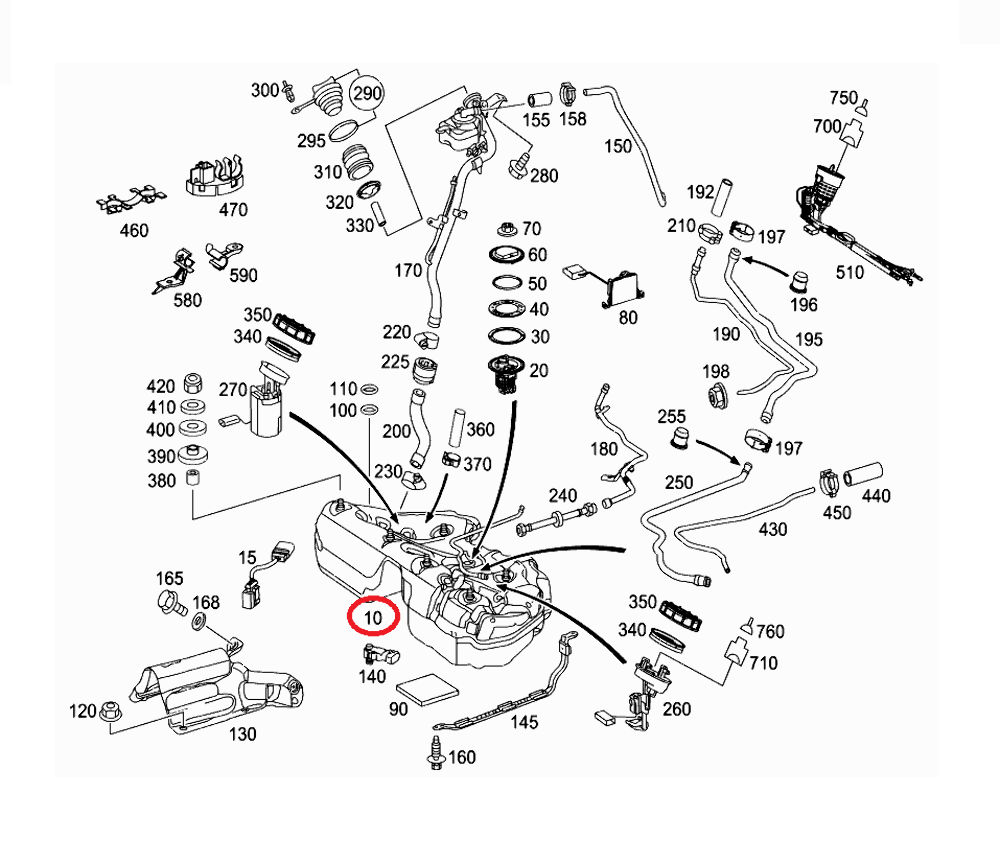 Genuine Mercedes-Benz Fuel Tank Pump Assembly Gas (2007-2009) OE ...